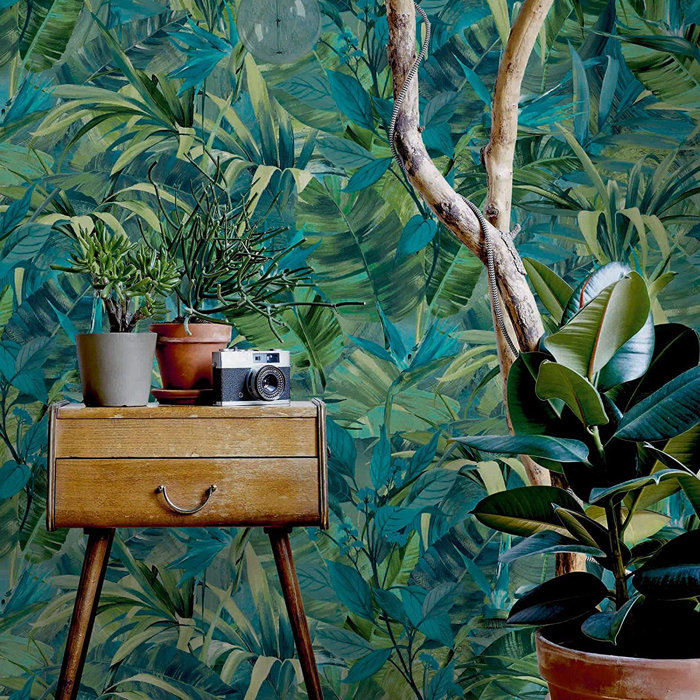 Grandeco Jungle Fever Paradise Flower 10.05m x 53cm Textured Matte ...